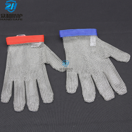 5101-Five Finger Ring Mesh Stainless Steel Glove with Textile Strap ...